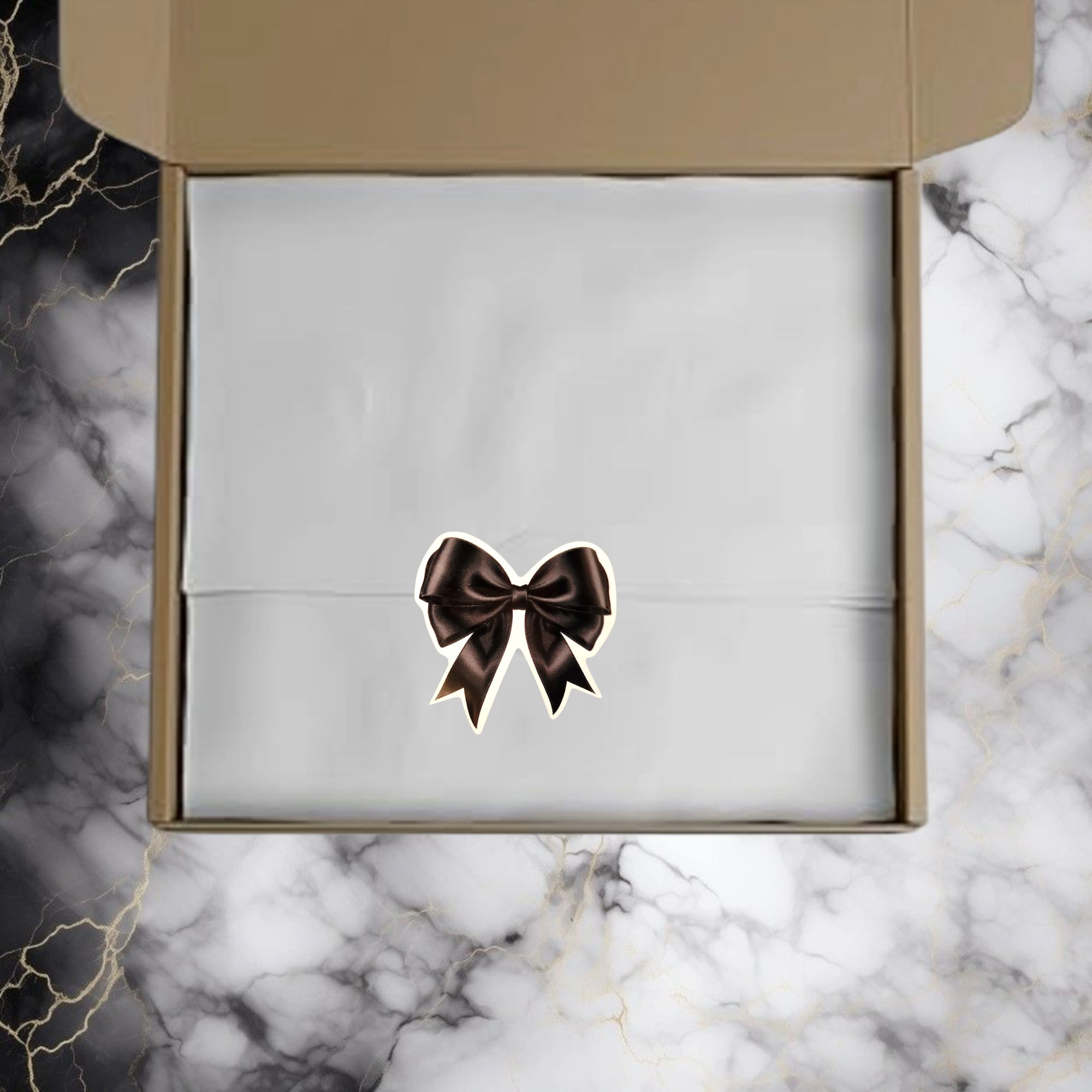 Black bow vinyl packaging stickers