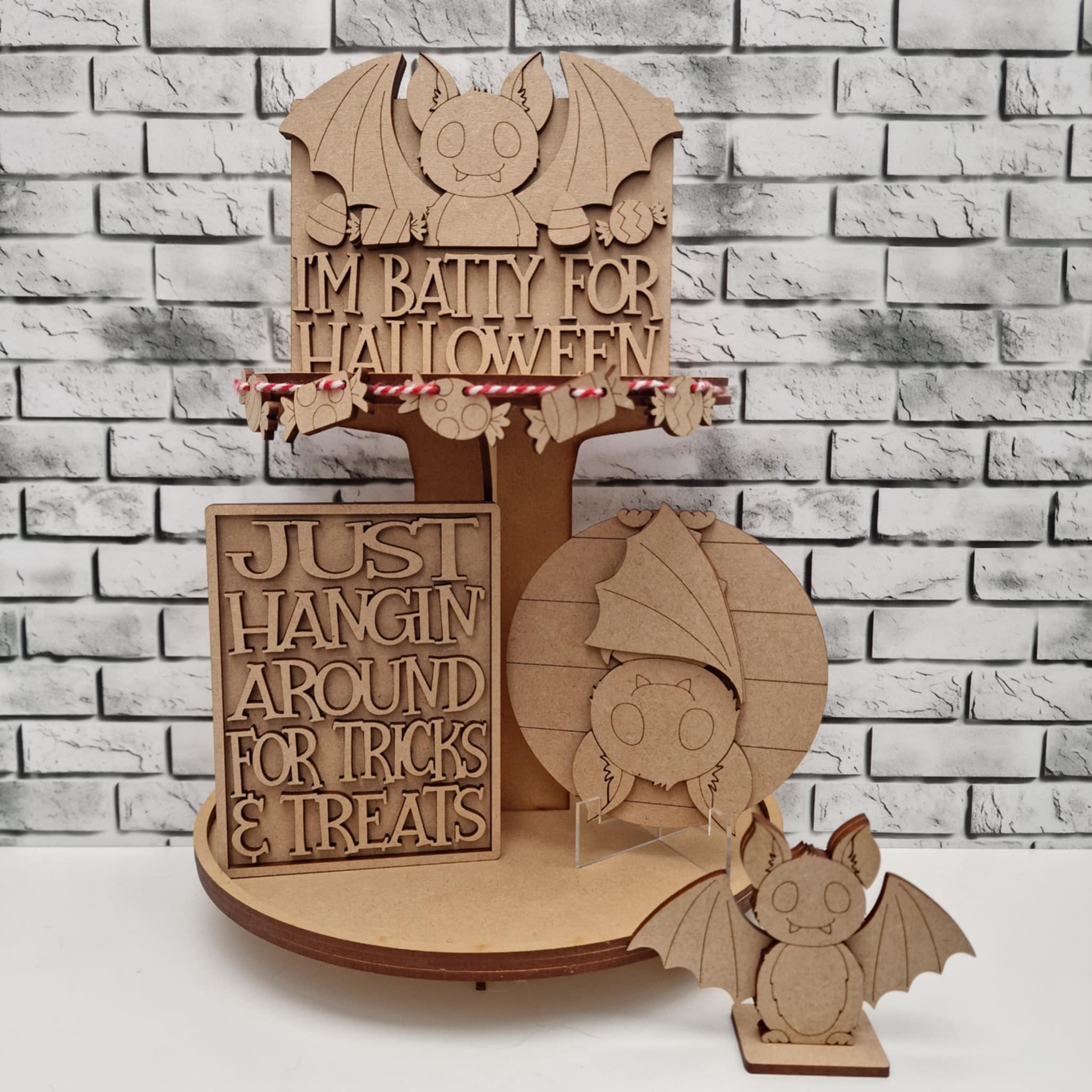 Tiered tray set - Batty for Halloween. mdf craft blank kit