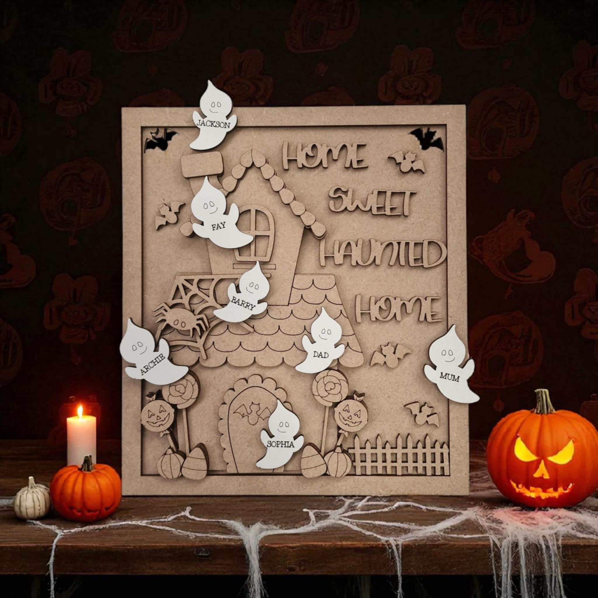 Haunted house in frame, craft blank kit for painting