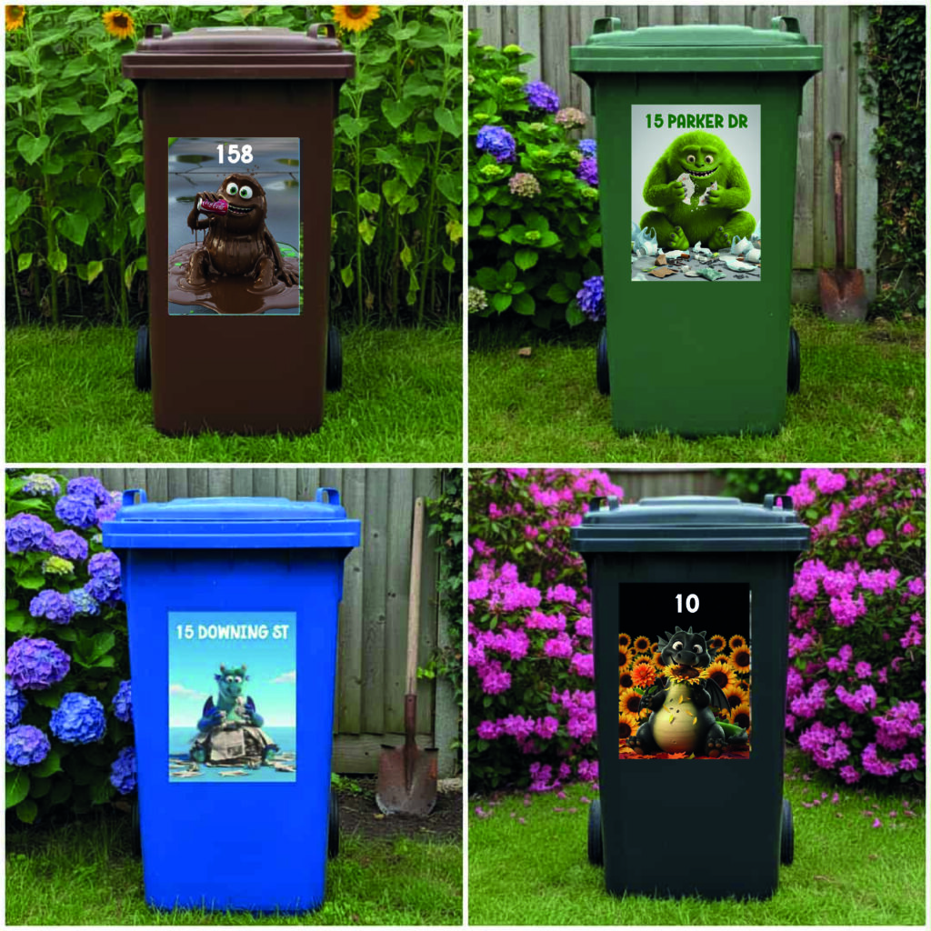 Wheelie bin stickers - Monsters to help with what goes in each bin