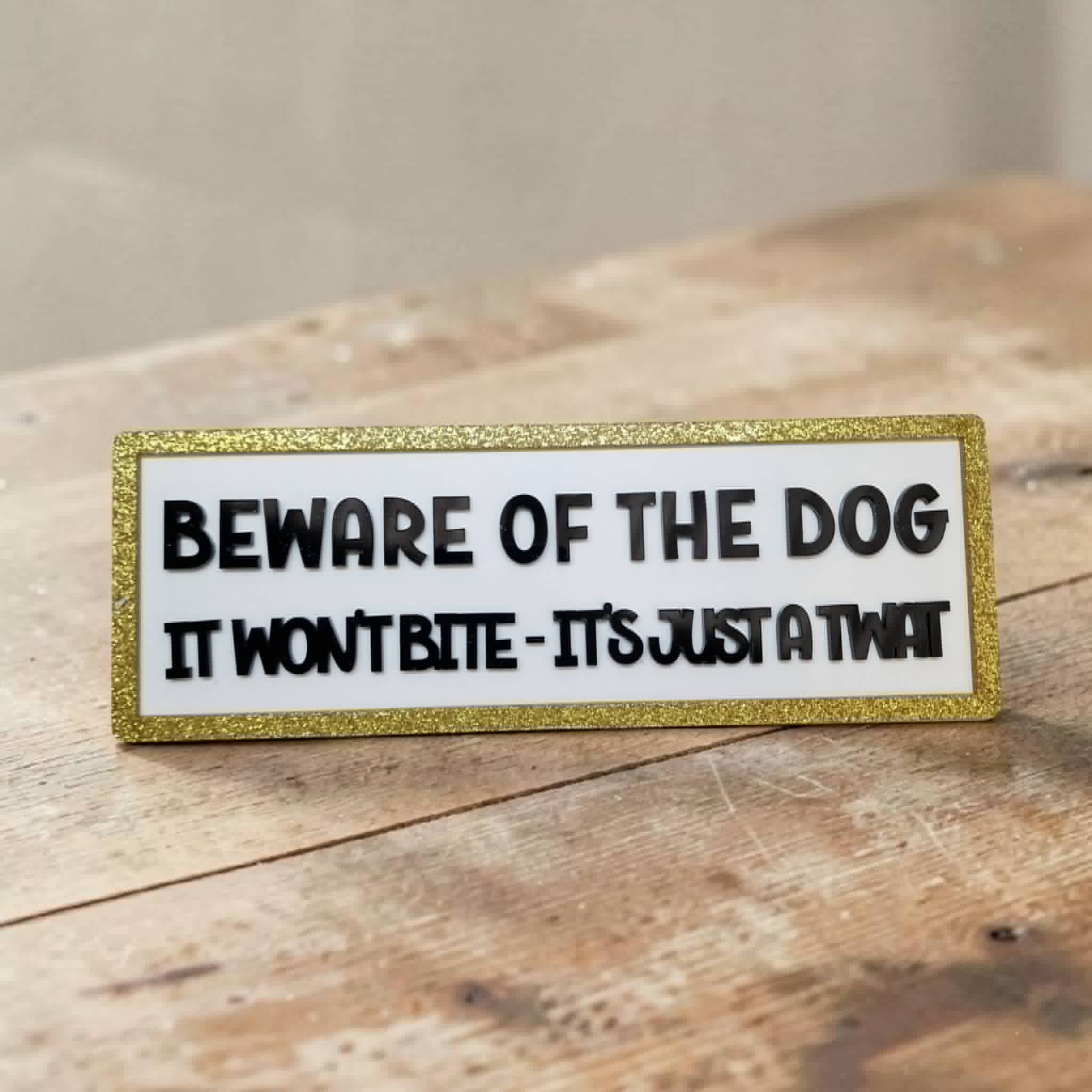 Rectangle plaque with front edge and text